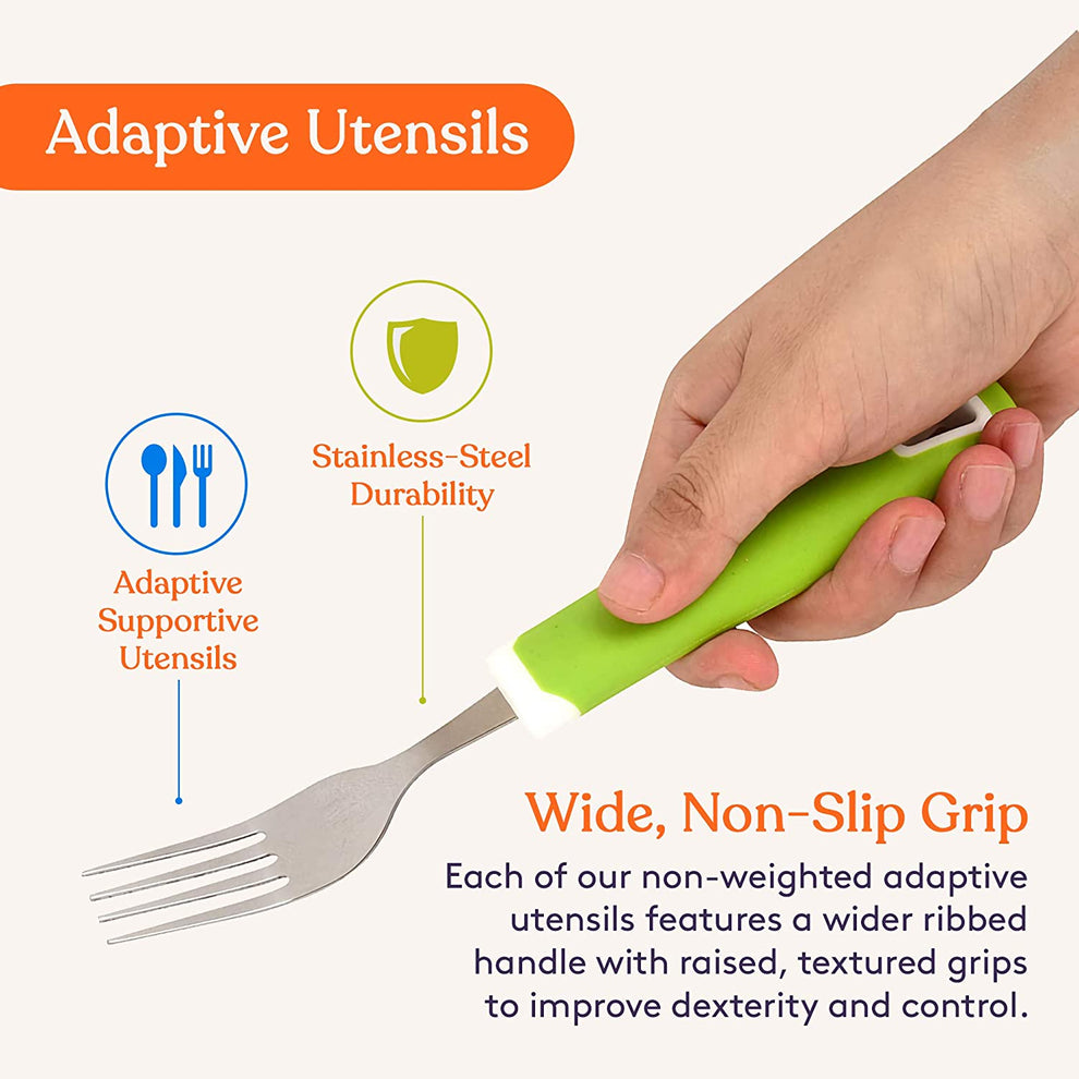 Set of 5 Colored Adaptive Utensils - Stainless Steel Knife, Rocker Kni ...