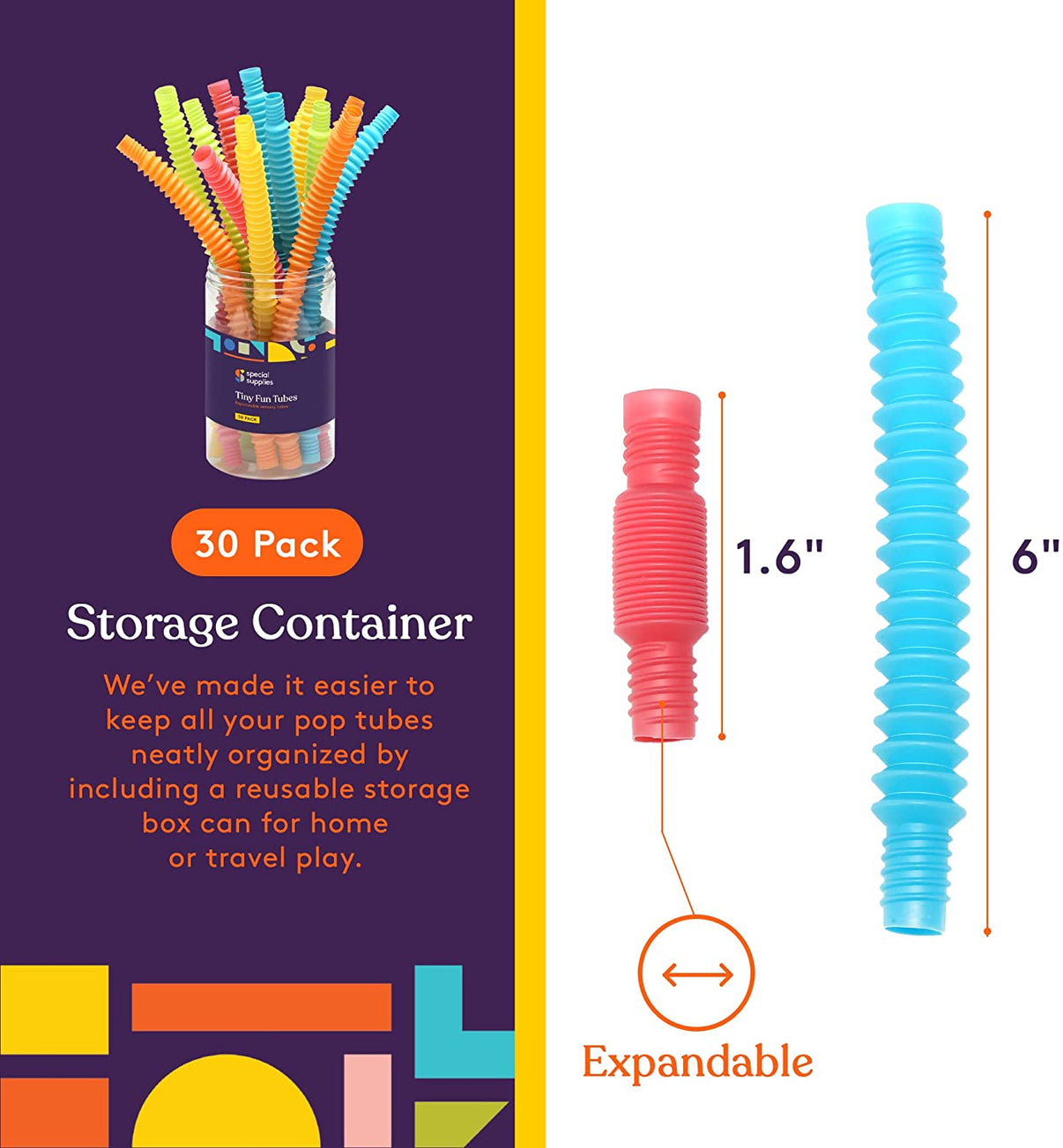 Tiny Pop Tubes (Multi-Color): 30 Pack – Special Supplies