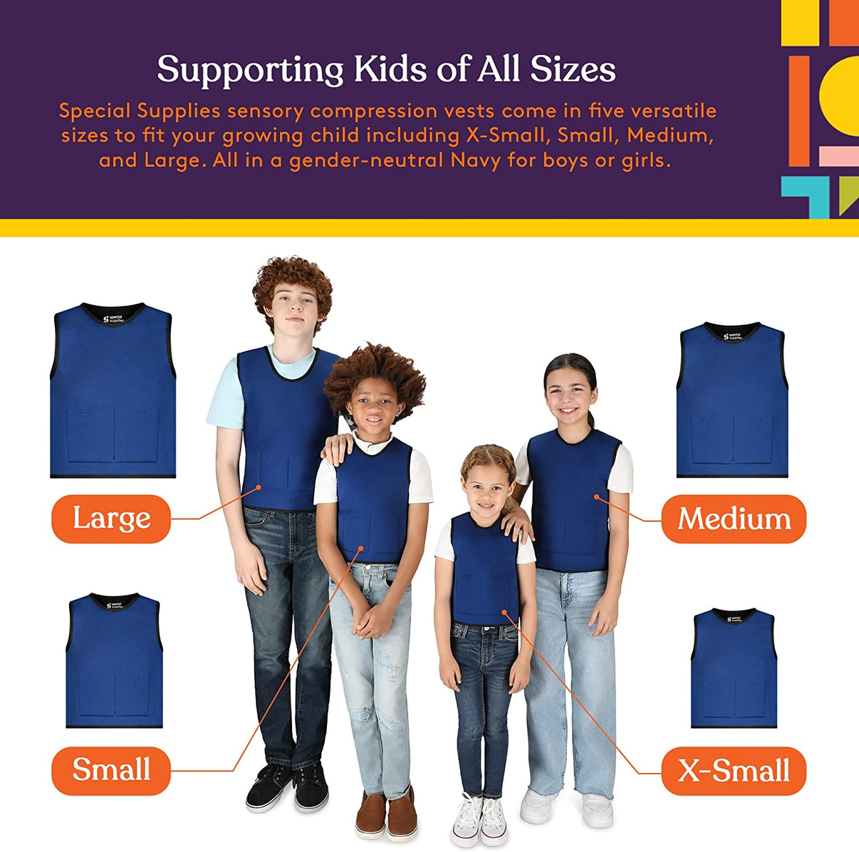 WEIGHTED - Sensory Compression Vest for Kids with Processing Disorders ...