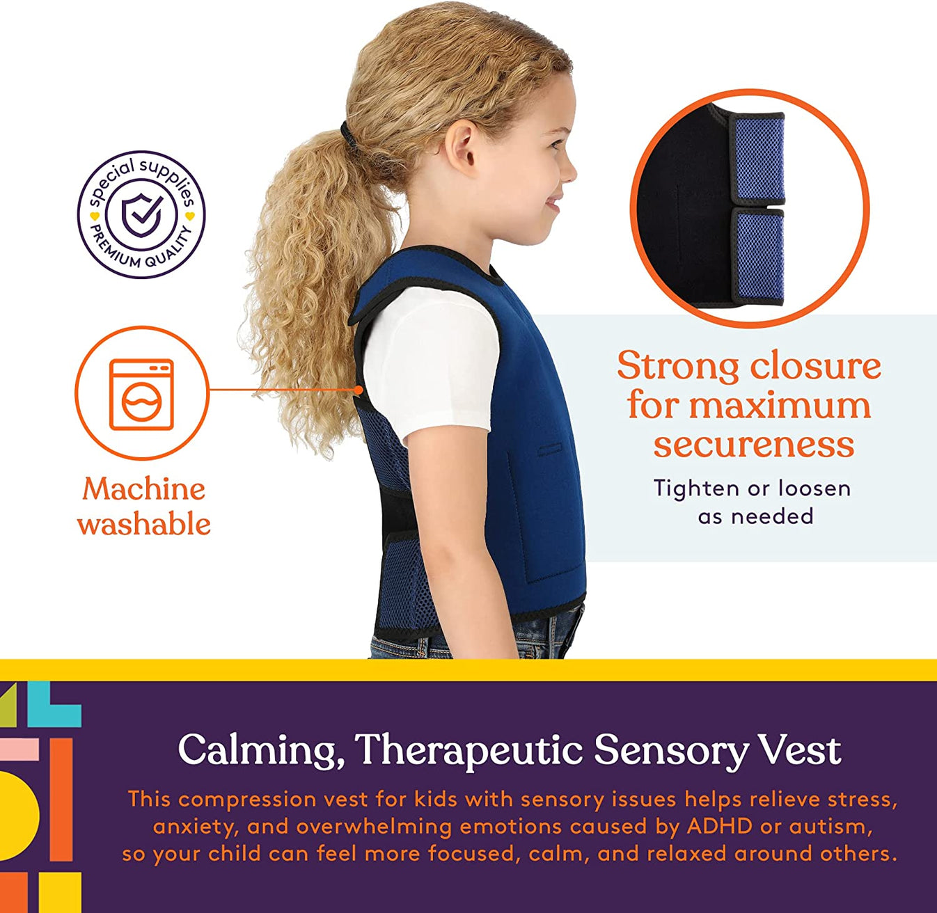 WEIGHTED - Sensory Compression Vest for Kids with Processing Disorders ...