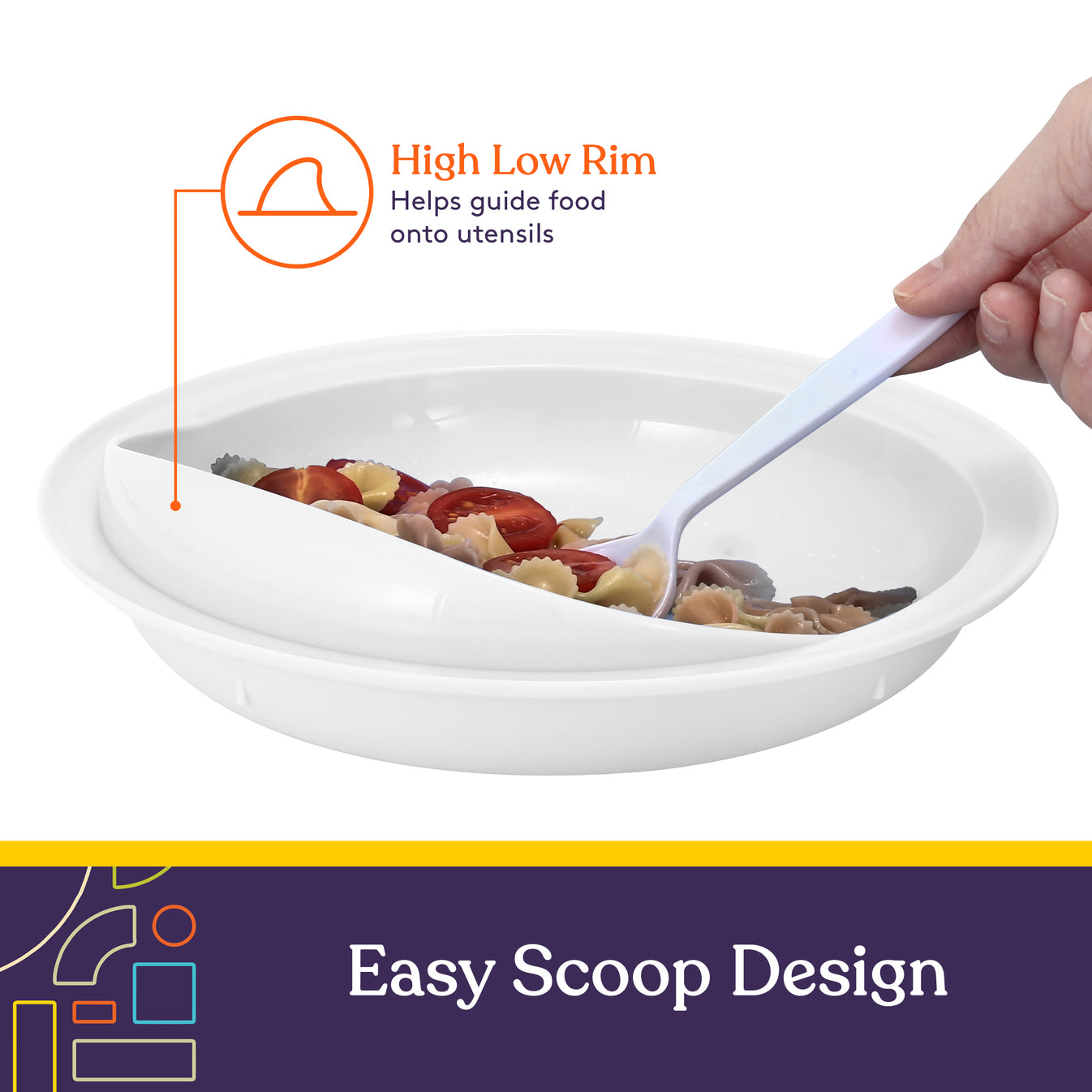 Spill-Proof Scoop Plates – White (2 Pack) – Special Supplies