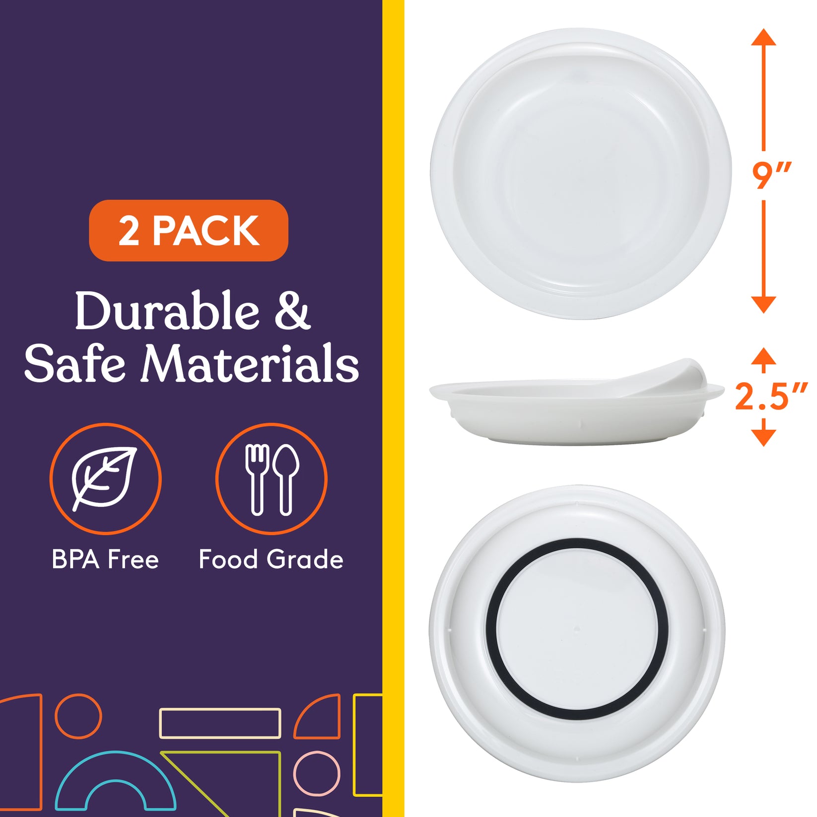 Spill-Proof Scoop Plates – White (2 Pack) – Special Supplies