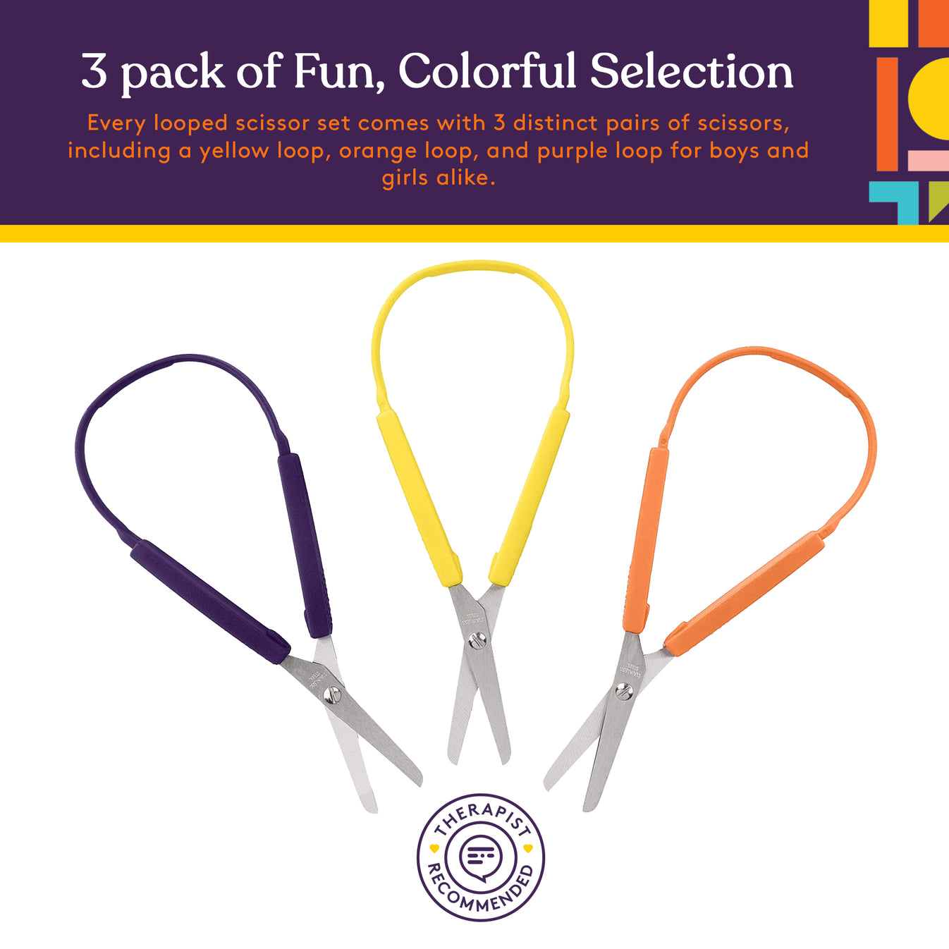 Large Loop Scissors 8" (3-Pack) – Special Supplies