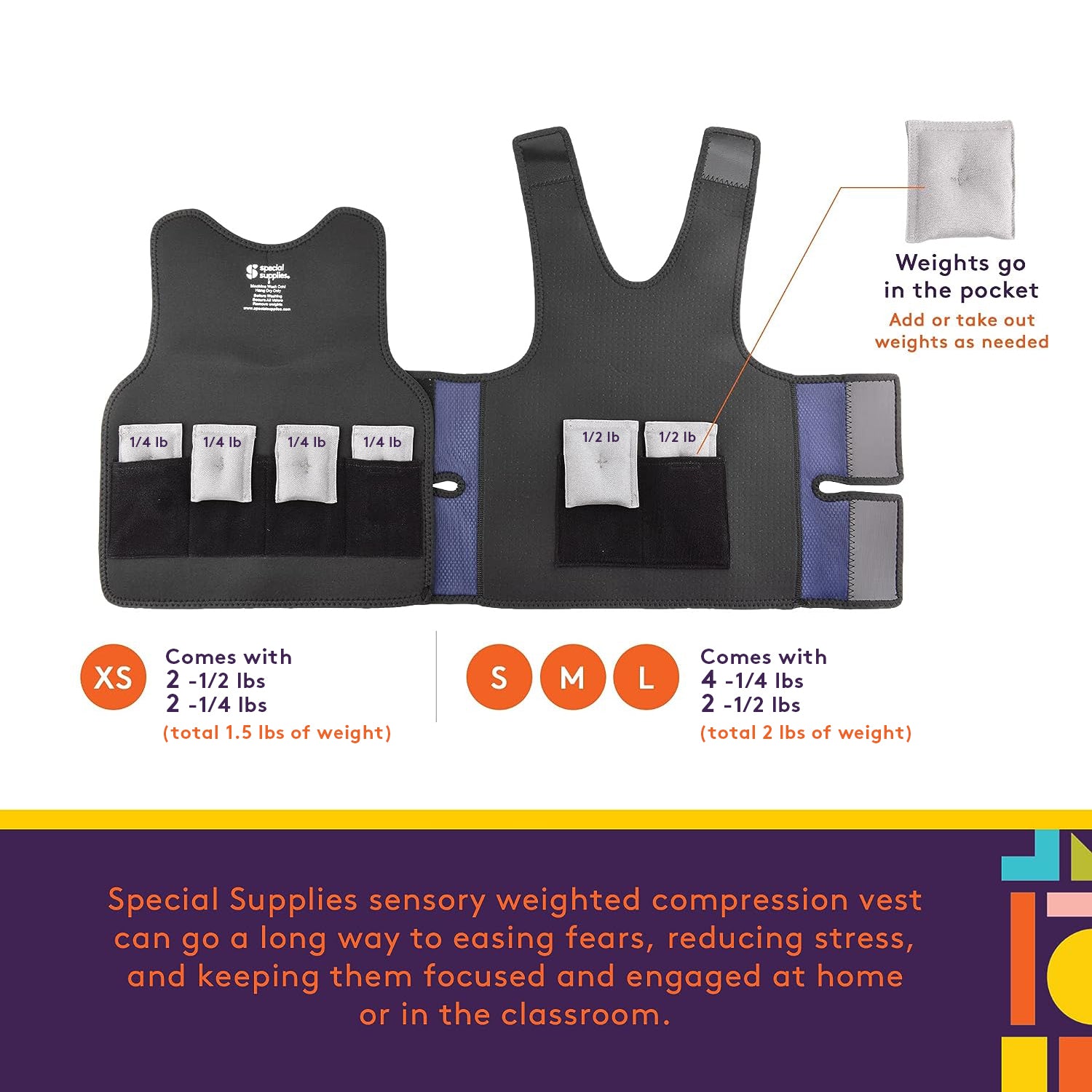 WEIGHTED - Sensory Compression Vest for Kids with Processing Disorders ...